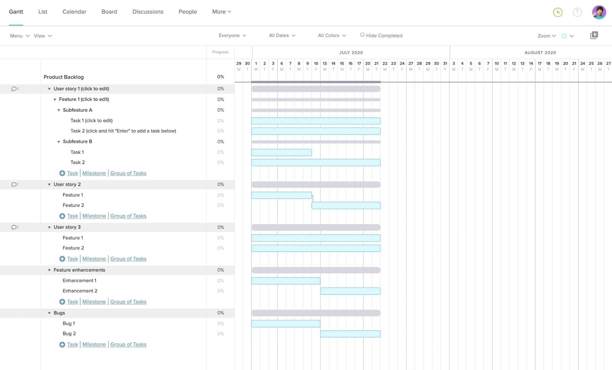 Product Backlog Template for Agile Projects | TeamGantt